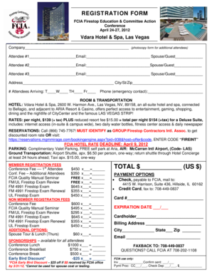 Fillable Online fcia FCIA REGISTRATION FORM Las Vegas 2012 - fcia Fax Email Print - pdfFiller