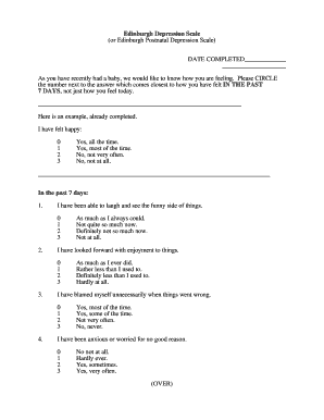 Fillable Online Edinburgh Depression Scale or Edinburgh Postnatal ...