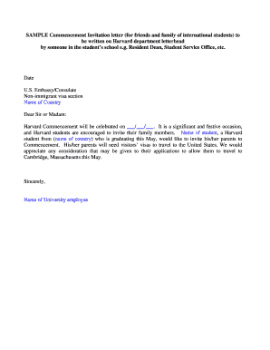 Fillable Online SAMPLE Commencement Invitation letter (for friends and family of international ...