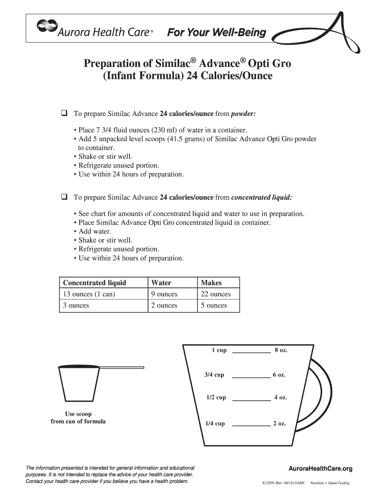 Fillable Online Preparation of Similac Advance Opti Gro Fax Email Print ...