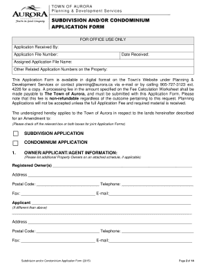 Fillable Online Subdivision and bCondominiumb Application bFormb - Aurora Fax Email Print ...