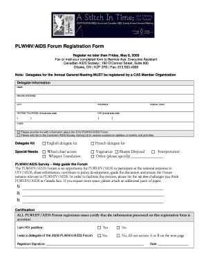 Fillable Online Forum Registration Form - Canadian AIDS Society Fax ...