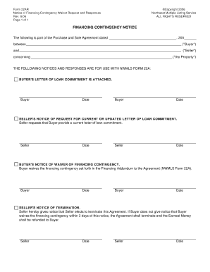 Fillable Online Notice of Financing Contingency Waiver Request and ...