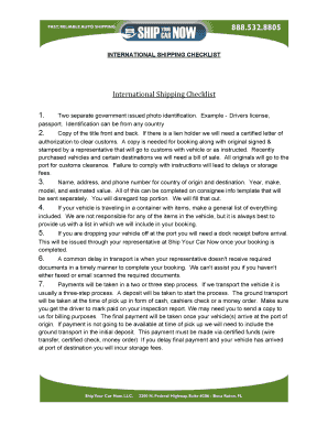Fillable Online INTERNATIONAL SHIPPING CHECKLIST Fax Email Print ...