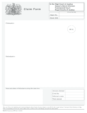 Fillable Online nsu-bg Cl ai m F o r m In the High Court of Justice ...
