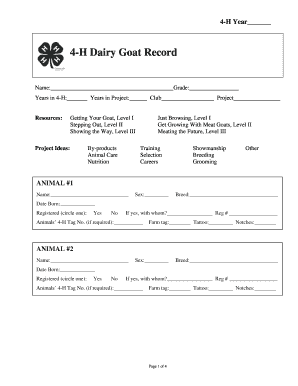 Fillable Online 4-H Dairy Goat Record - University of Minnesota Fax ...