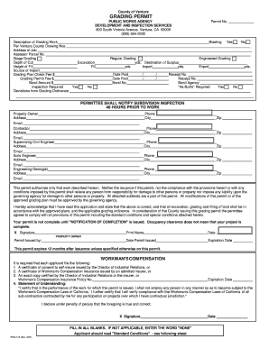 Fillable Online GRADING PERMIT PUBLIC WORKS AGENCY DEVELOPMENT AND Fax ...