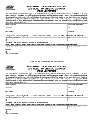 Fillable Online dmv ca OCCUPATIONAL LICENSING INSTRUCTORS A Public ...