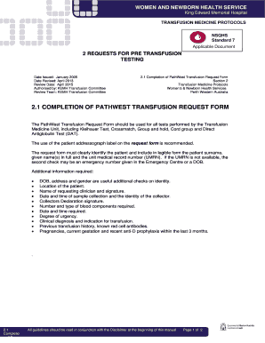 Fillable Online kemh health wa gov KEMH Transfusion Medicine Protocols ...