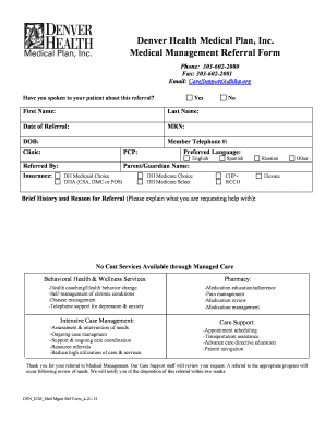 Fillable Online Denver Health Medical Plan Inc Medical Management Fax ...