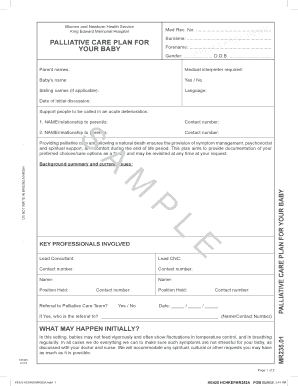Fillable Online kemh health wa gov PALLIATIVE CARE PLAN FOR YOUR BABY ...