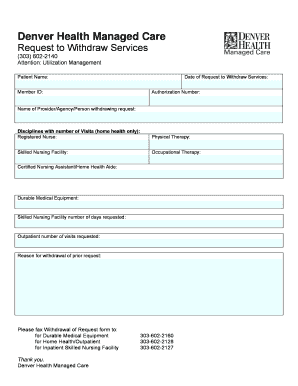 Fillable Online Denver Health Managed Care Fax Email Print - pdfFiller