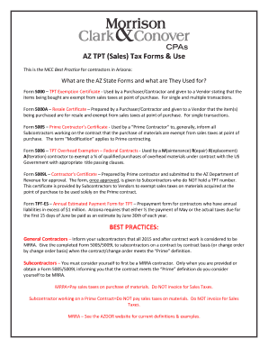 Fillable Online AZ TPT Sales Tax Forms Use - Morrison Clark Conover ...