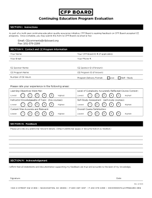 Fillable Online Continuing Education Program Evaluation - CFP Board Fax ...