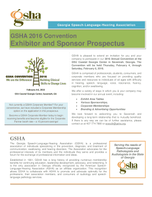 Fillable Online GSHA 2016 Convention Exhibitor and Sponsor Prospectus ...