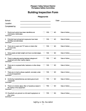 Fillable Online pvbears Building Inspection Form - Playgrounds Fax ...