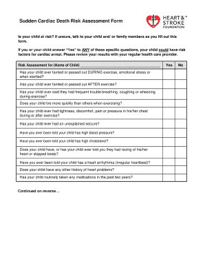 Fillable Online winnipegsd Sudden Cardiac Death Risk Assessment Form ...