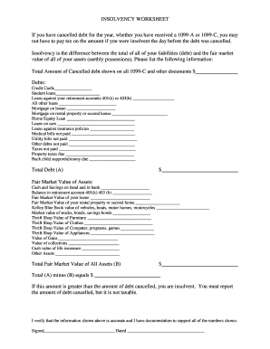 Fillable Online Insolvency Worksheet fillable - Kathryn S Tracy Fax ...