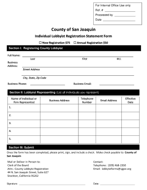 Fillable Online Individual Lobbyist Registration Statement Form Fax ...