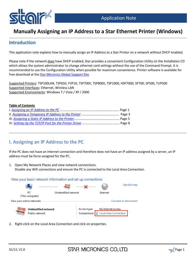 Fillable Online Manually Assigning an IP Address to a Star Ethernet ...