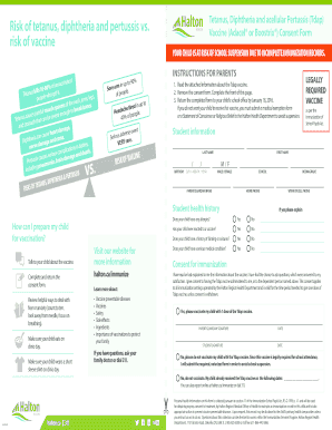 Fillable Online Tetanus, Diphtheria and acellular Pertussis (Tdap) Fax ...