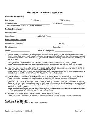 Fillable Online Pouring Permit Renewal Application Fax Email Print - pdfFiller