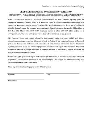 Fillable Online offices depaul DISCLOSURE REGARDING BACKGROUND ...