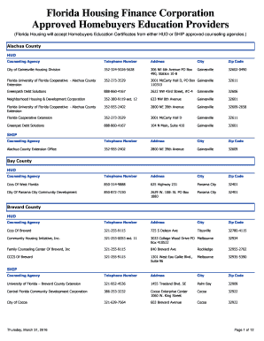 Fillable Online apps floridahousing FTHB Counseling Agency Report ...