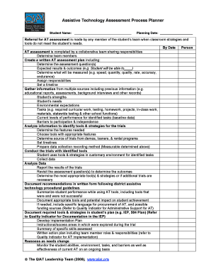 Fillable Online Assistive Technology Assessment Process Planner Fax ...