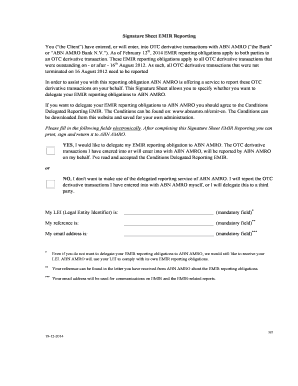 Fillable Online Signature Sheet EMIR Reporting - ABN AMRO Fax Email ...