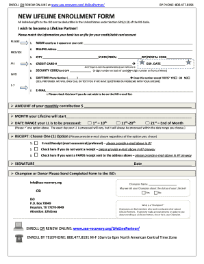 Fillable Online NEW LIFELINE ENROLLMENT FORM - SAA Home Fax Email Print ...