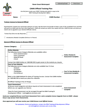 Fillable Online CAMS Official Training Plan - vicroverscomau Fax Email ...