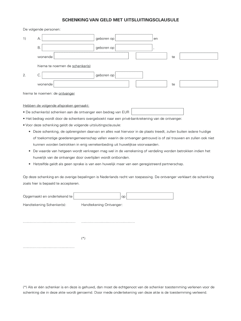 Invulbaar Online Informatieblad bij een schenking met ...