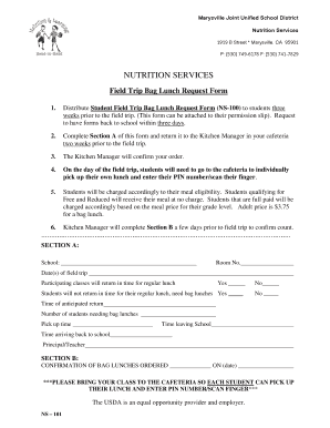 Fillable Online Field Trip Bag Lunch Request Form - SharpSchool Fax ...