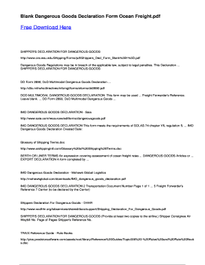 Fillable Online Blank Dangerous Goods Declaration Form Ocean Freight ...
