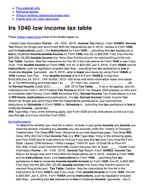 Fillable Online BIrsb 1040 low income tax table Fax Email Print - pdfFiller
