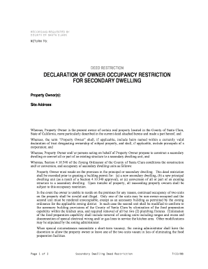 Fillable Online sccgov Deed restriction for2E3E63doc Fax Email Print - pdfFiller