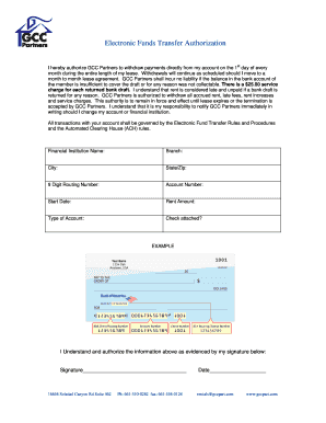 Fillable Online I hereby authorize GCC Partners to withdraw payments ...