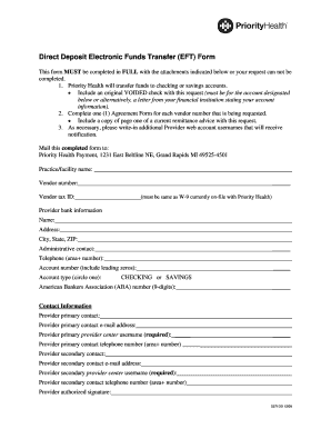 Fillable Online Direct Deposit Electronic Funds Transfer EFT Form Fax ...