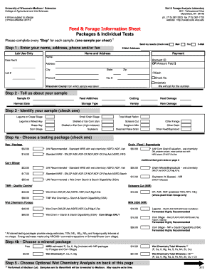 Fillable Online Feed Forage Information Sheet Packages Individual Tests ...