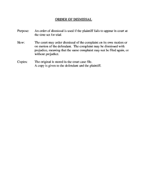 Fillable Online ORDER OF DISMISSAL - fptcorg Fax Email Print - pdfFiller