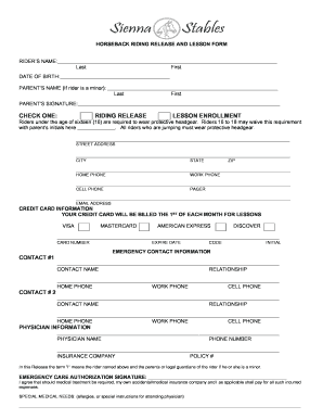Fillable Online HORSEBACK RIDING RELEASE AND LESSON FORMdocx Fax Email ...