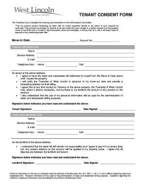 Fillable Online westlincoln TENANT CONSENT FORM - westlincolnca Fax ...