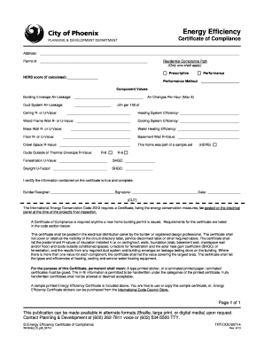 Fillable Online phoenix Energy Efficiency Certificate of Compliancedocx ...
