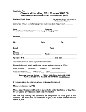 Fillable Online Chemical Handling Assignment Fax Email Print - pdfFiller