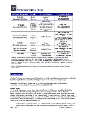 Fillable Online VENDOR ROUTING GUIDE - medlineunysonroutingcom Fax ...