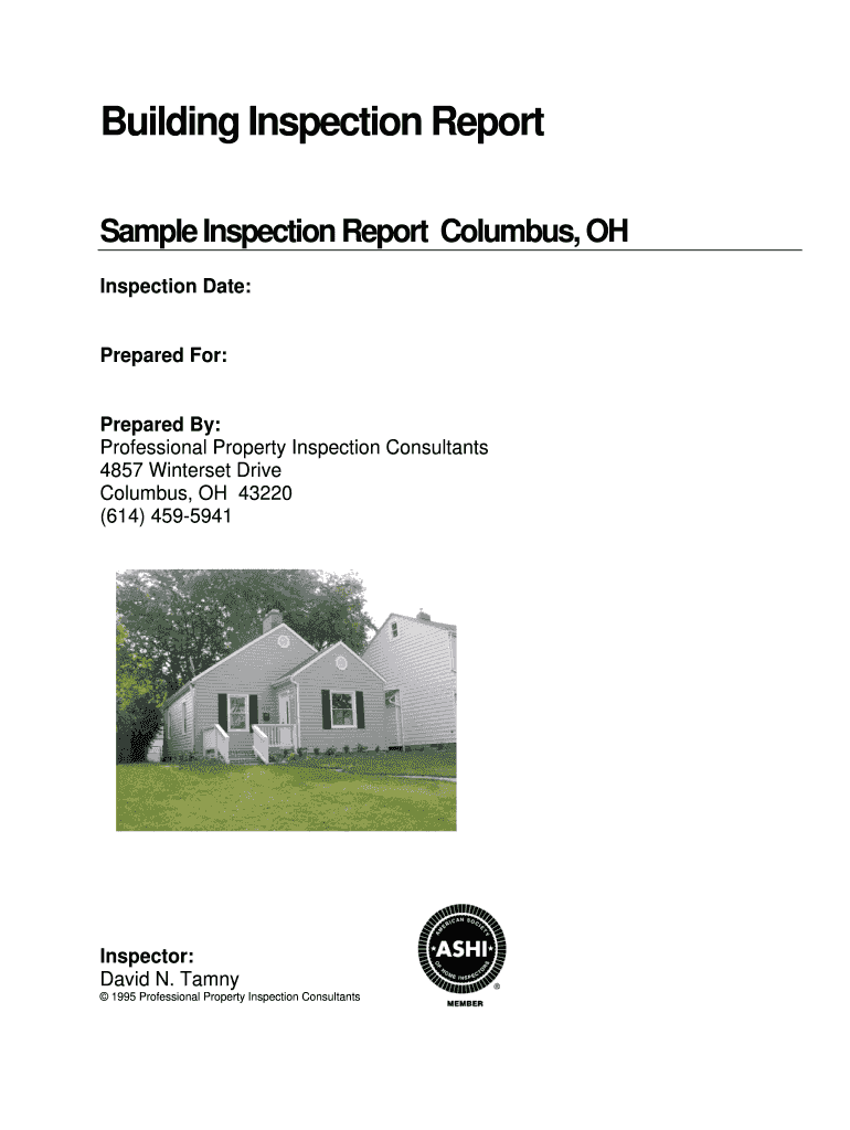 Fillable Online Sample Inspection Report Columbus, OH Fax Email Print ...