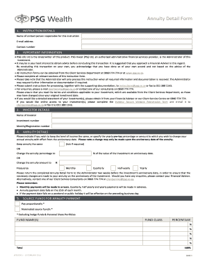 Fillable Online psg co Annuity Detail Form - PSG Fax Email Print ...