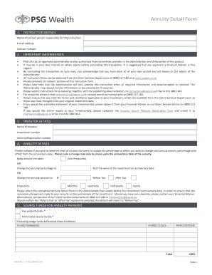 Fillable Online psg co Annuity Detail Form Fax Email Print - pdfFiller