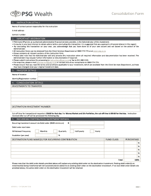 Fillable Online psg co Consolidation Form - PSG Fax Email Print - pdfFiller